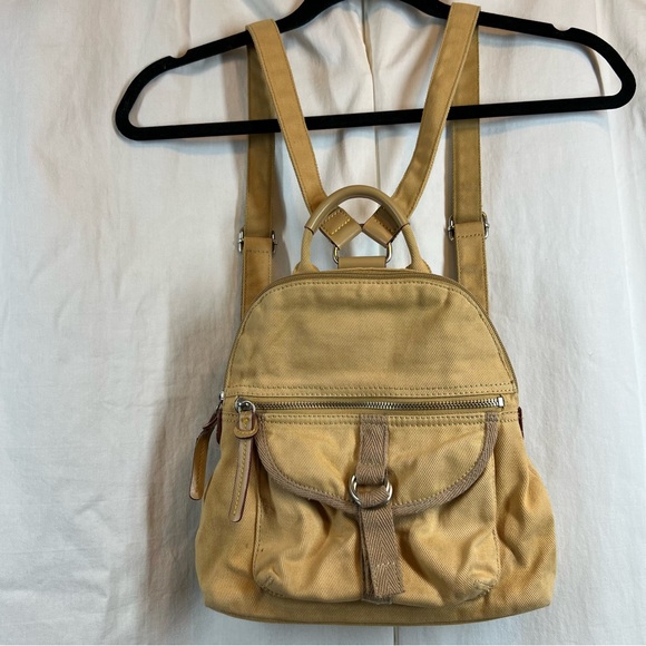 Fossil | Bags | Vintage 9s Y2k Fossil Cotton Canvas Tan Mini Backpack ...